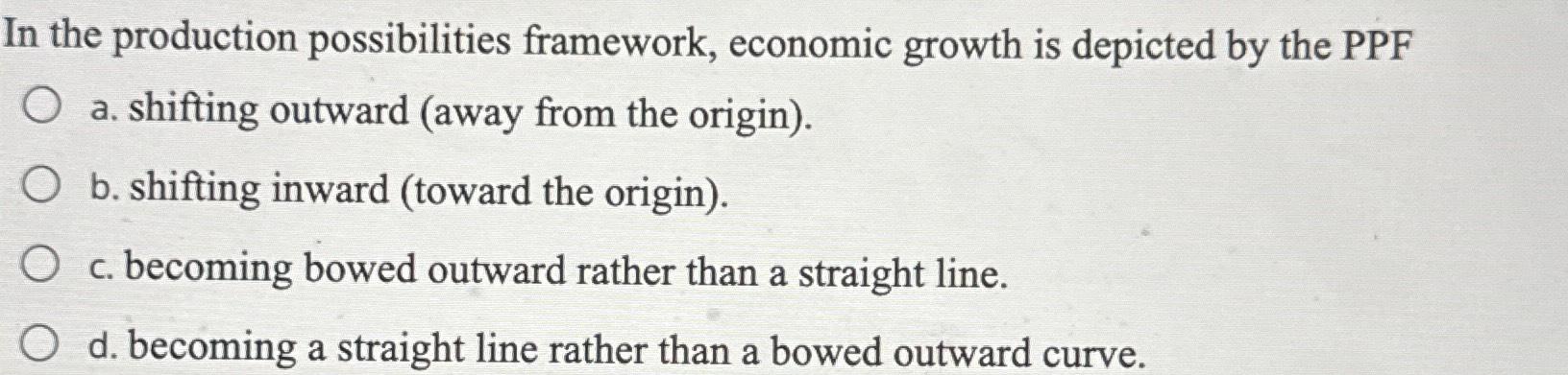 Solved In the production possibilities framework, economic | Chegg.com