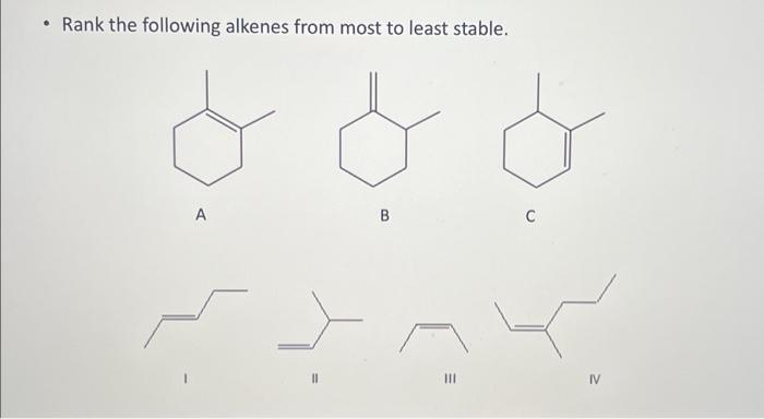 Solved - Rank the following alkenes from most to least | Chegg.com
