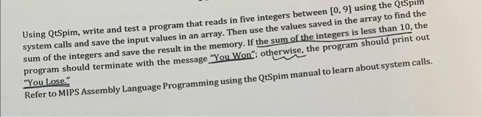 Solved Using Qtspim Write And Test A Program That Reads In 9390