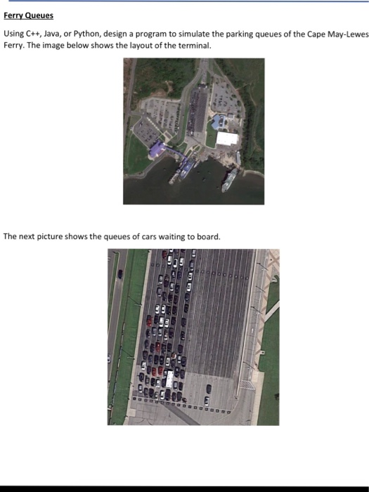 Ferry Queues Using C++, Java, or Python, design a | Chegg.com