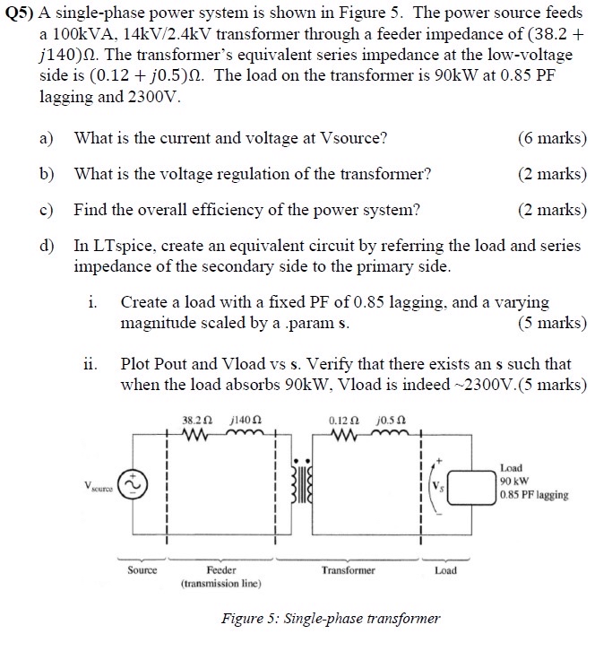 Solved Q5) ﻿A single-phase power system is shown in Figure | Chegg.com