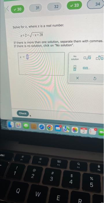 Solved Solve for x, where x is a real number. x+2=−x+28 If | Chegg.com