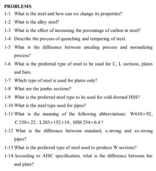 Solved PROBLEMS 1-1 What is the steel and how can we change | Chegg.com