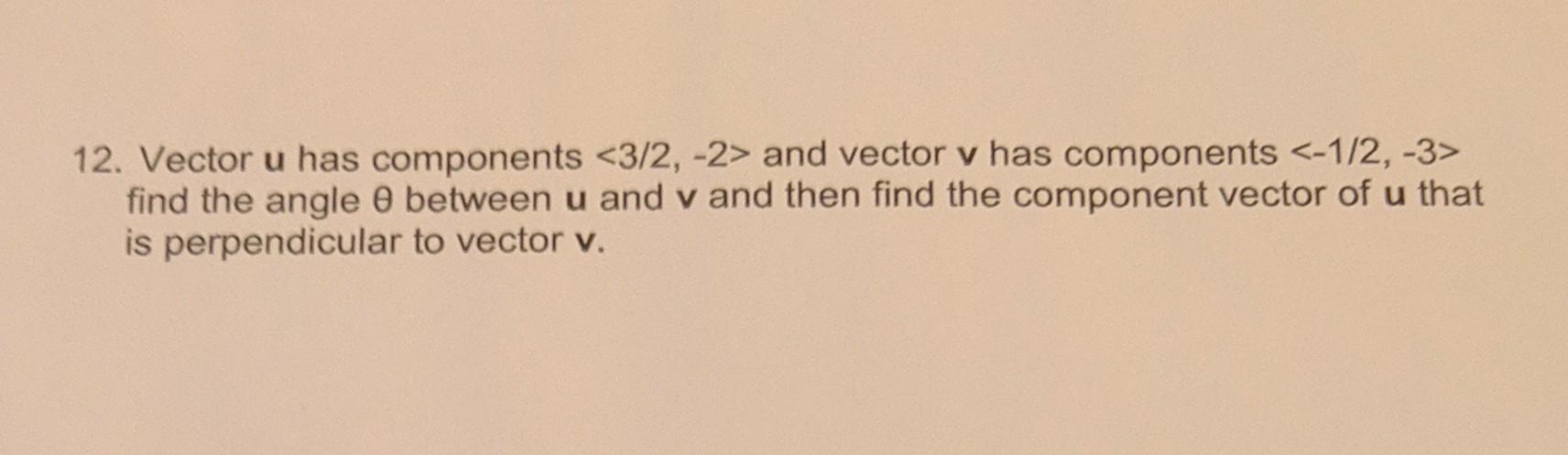 Solved 12. Vector u has components and vector v has | Chegg.com
