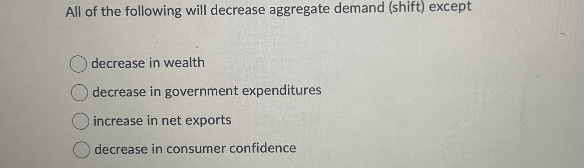 Solved All of the following will decrease aggregate demand | Chegg.com