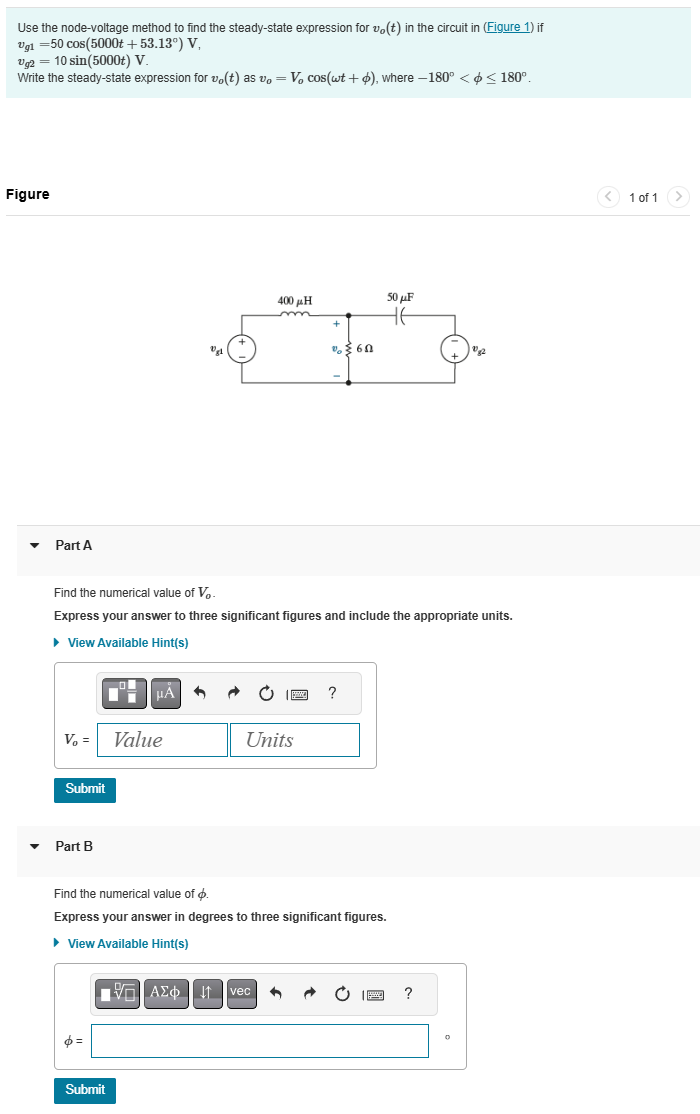 Use the node-voltage method to ﻿find the steady-state | Chegg.com