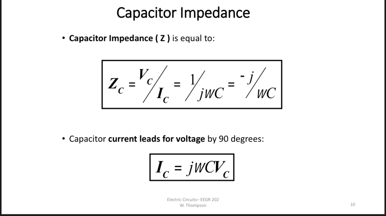 Solved Capacitor ImpedanceCapacitor Impedance (Z) ﻿is equal | Chegg.com