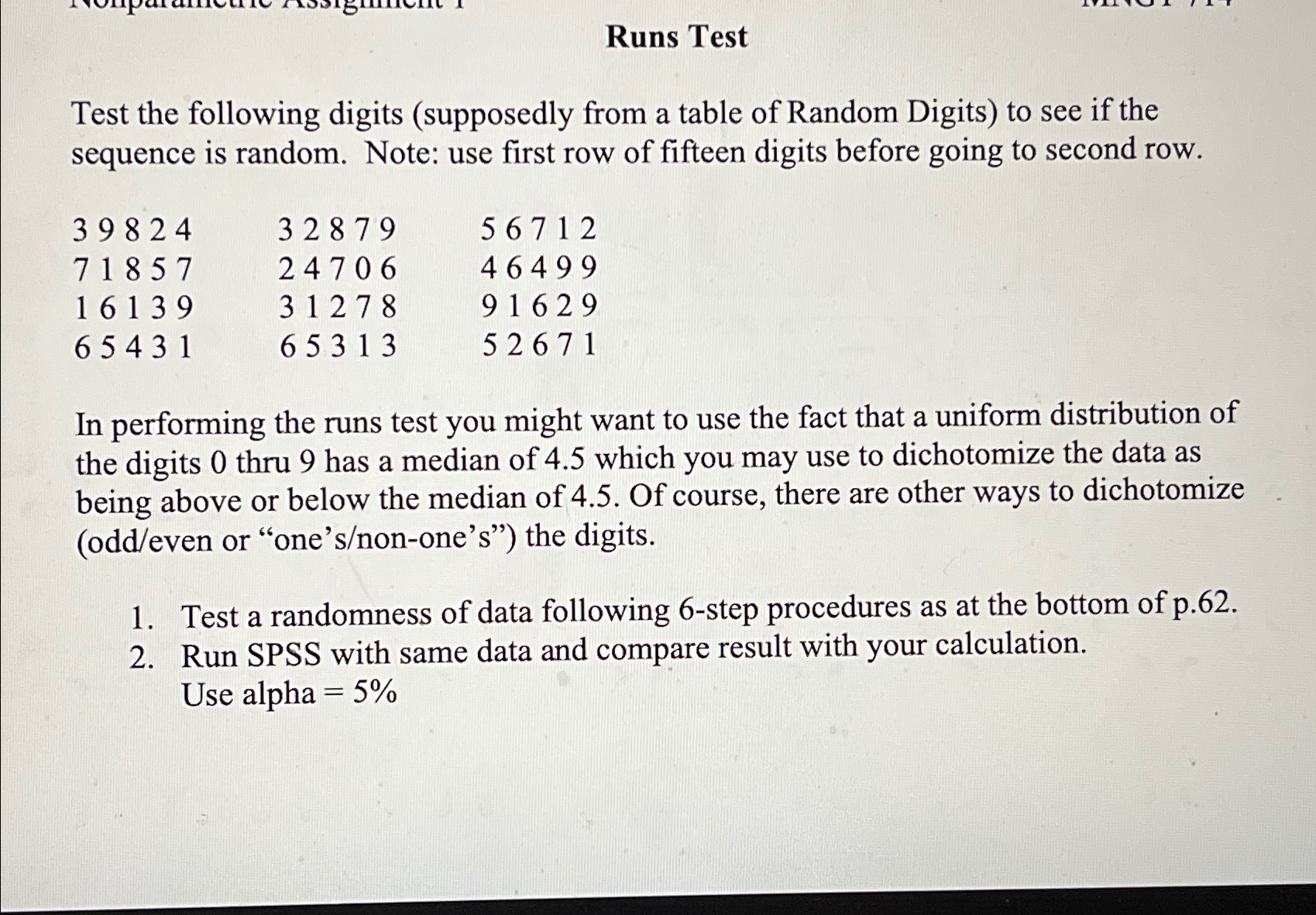 Solved Runs TestTest the following digits (supposedly from a | Chegg.com