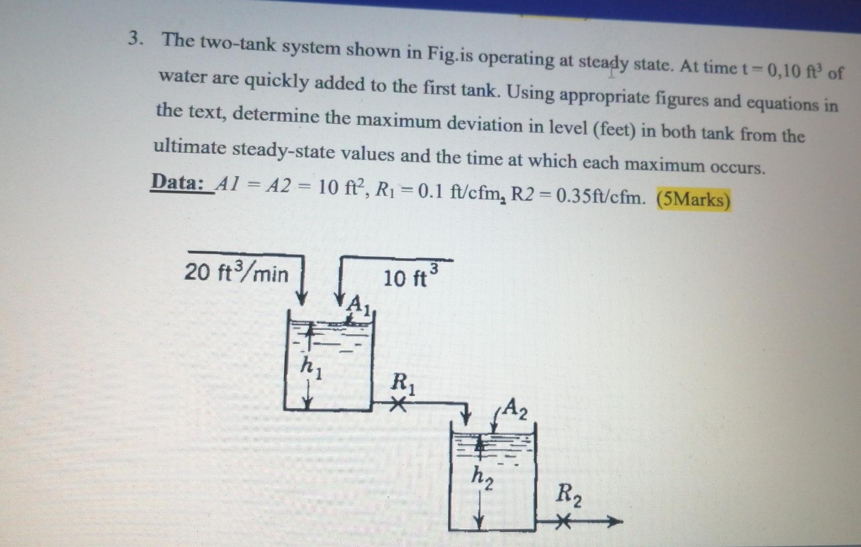 Solved 3. The two-tank system shown in Fig.is operating at | Chegg.com