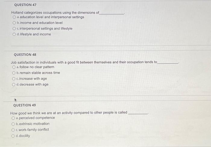 Solved Holland categorizes occupations using the | Chegg.com