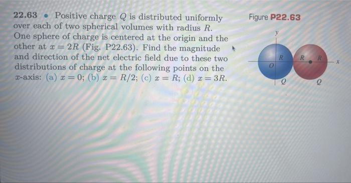 Solved 22.63 - Positive charge Q is distributed uniformly | Chegg.com