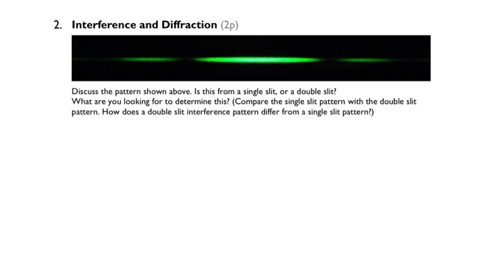 Solved 2. Interference and Diffraction (2p) Discuss the | Chegg.com