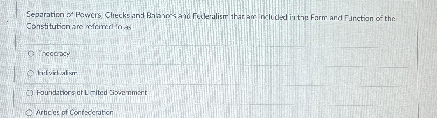 Solved Separation of Powers, Checks and Balances and | Chegg.com