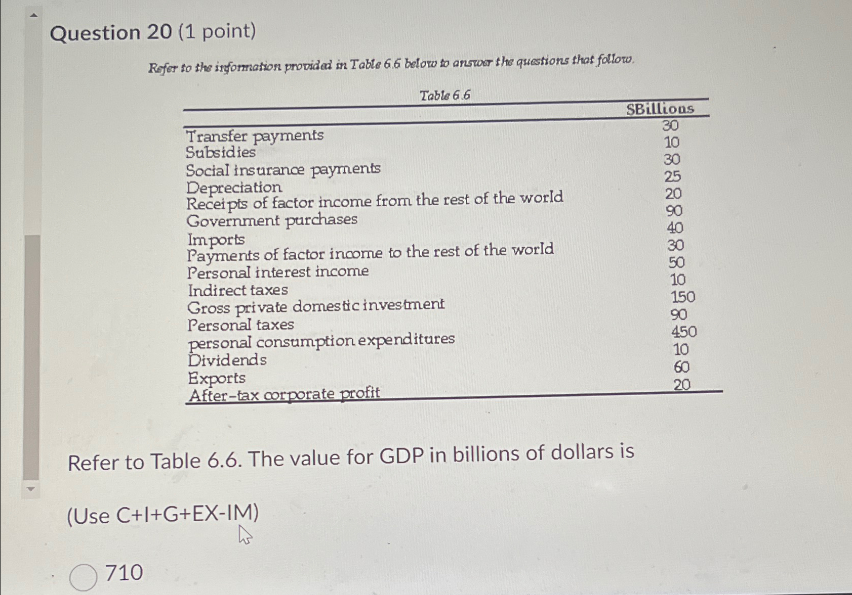 Solved Question 20 (1 ﻿point)Rofer to the infomation | Chegg.com