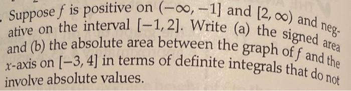 Solved If f is negative on [−3,2], is the definite integral | Chegg.com