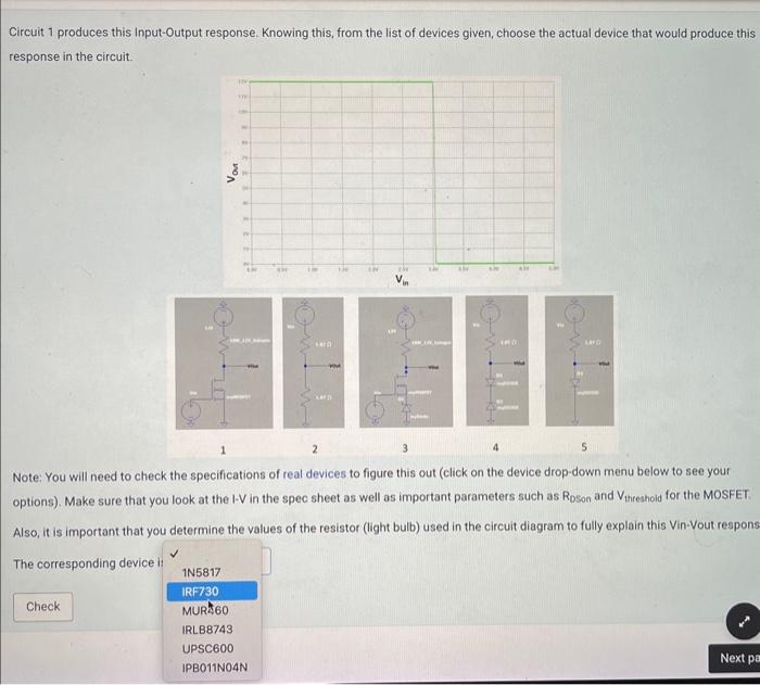 Solved Circuit 1 produces this Input-Output response. | Chegg.com