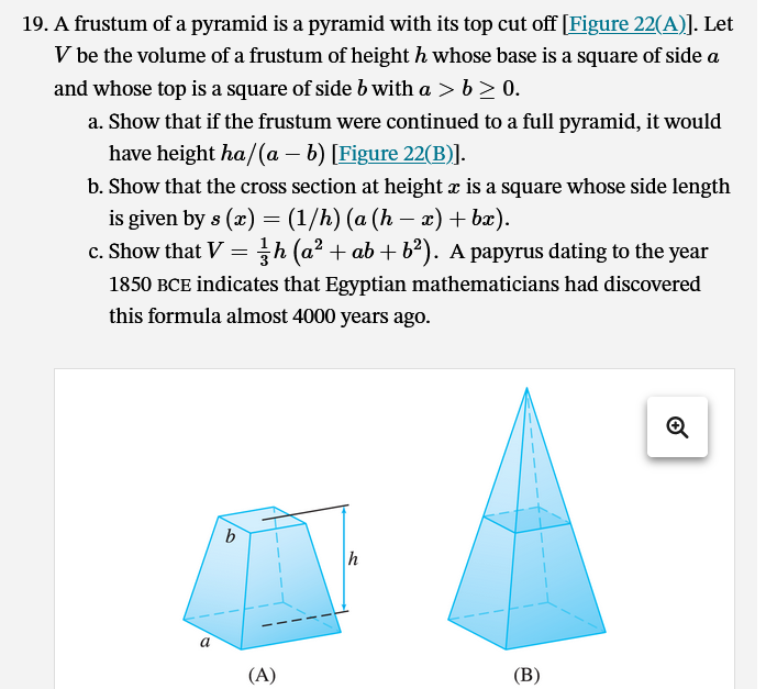 Solved A frustum of a pyramid is a pyramid with its top cut | Chegg.com