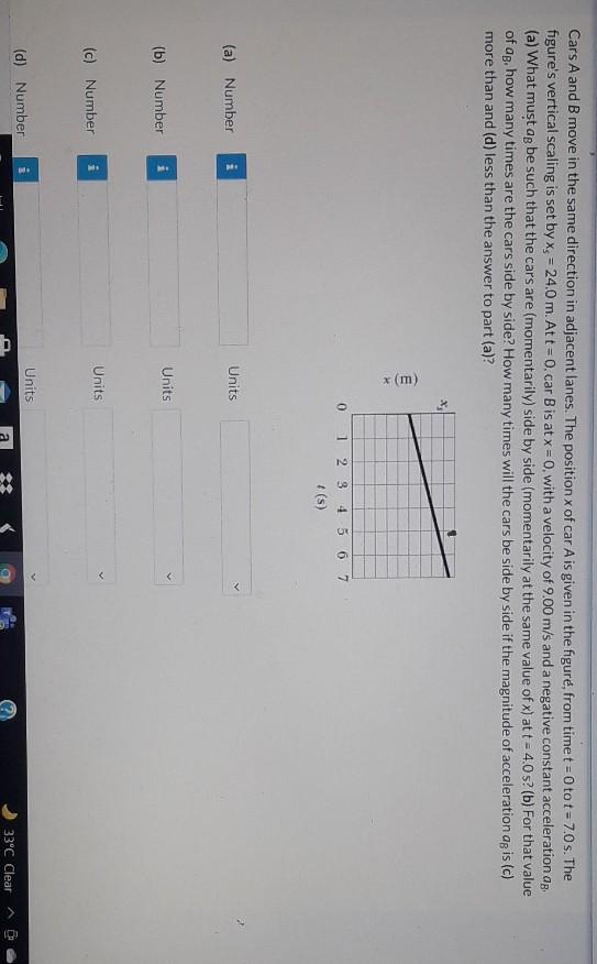 Solved Cars A and B move in the same direction in adjacent | Chegg.com