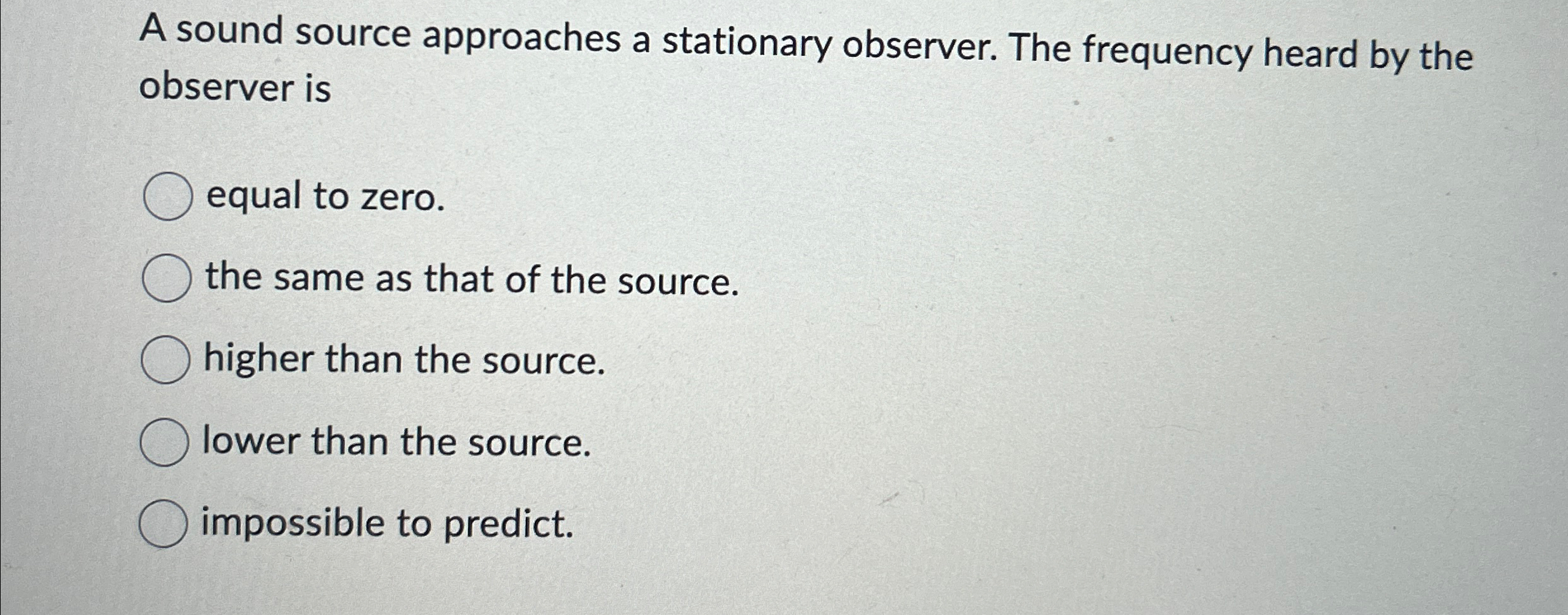 Solved A sound source approaches a stationary observer. The | Chegg.com