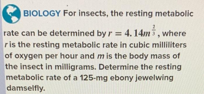 Solved BIOLOGY For insects, the resting metabolic rate can | Chegg.com