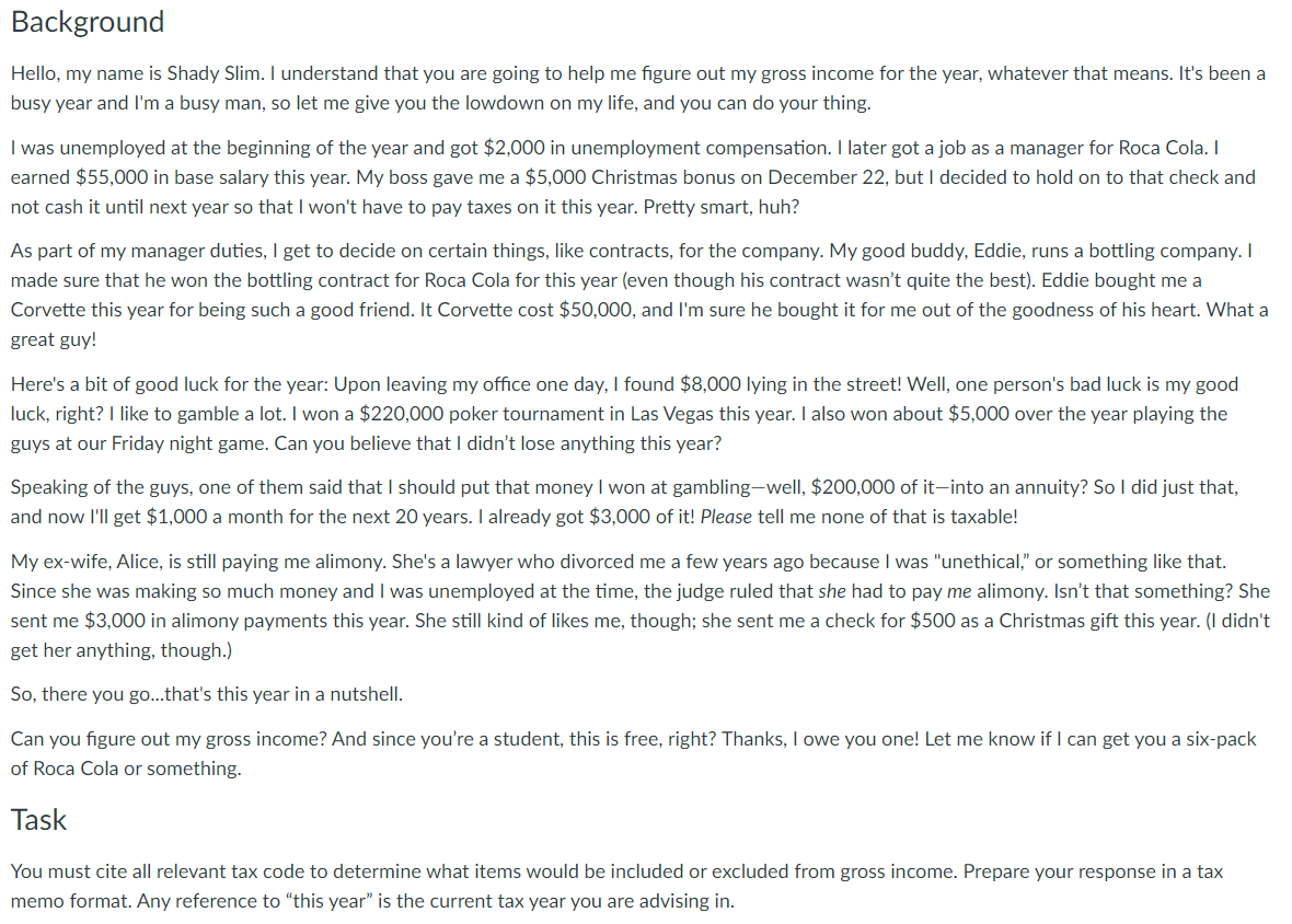 Solved Background:Hello, my name is Shady Slim. I understand | Chegg.com