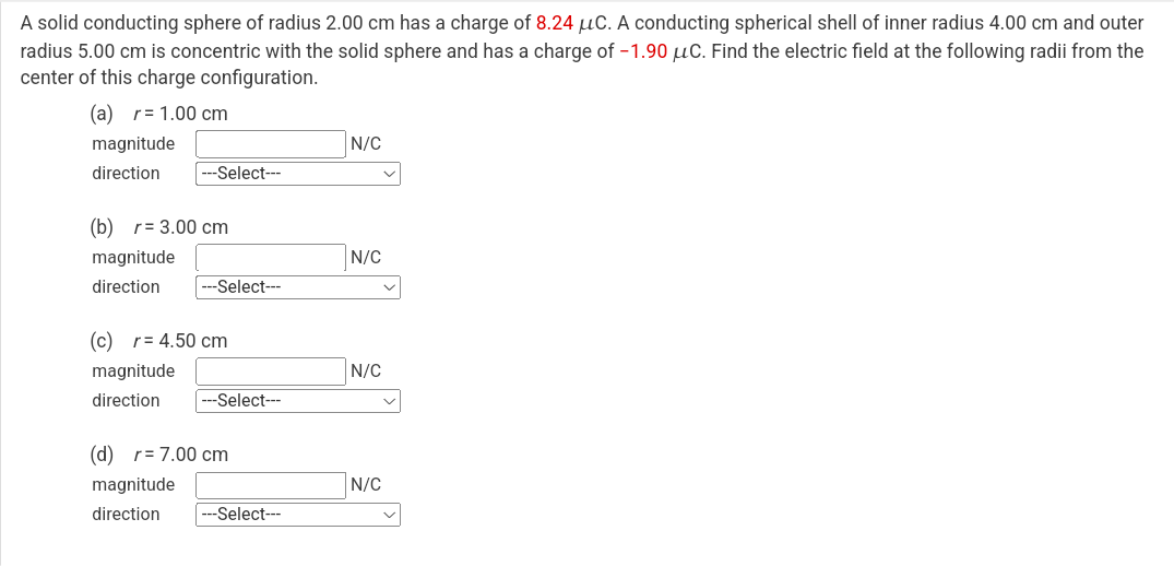 Solved A solid conducting sphere of radius 2.00cm ﻿has a | Chegg.com