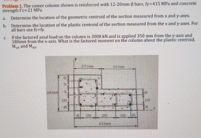 Solved The corner column shown is reinforced with 12-20mm | Chegg.com