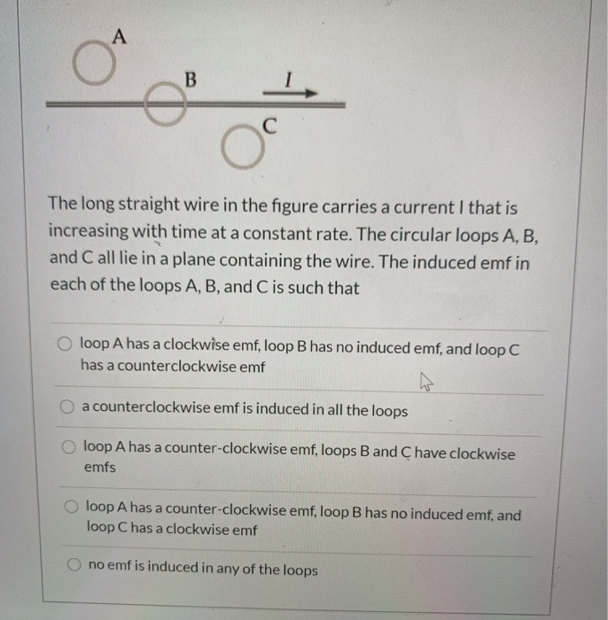 Solved А B C The long straight wire in the figure carries a | Chegg.com