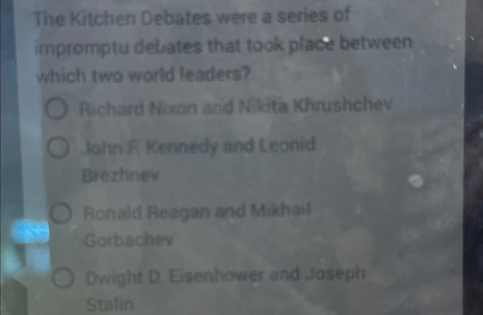 Solved The Kitchen Debates were a series of impromptu | Chegg.com