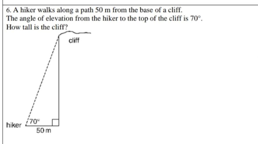 Solved 6. A hiker walks along a path 50 m from the base of a | Chegg.com