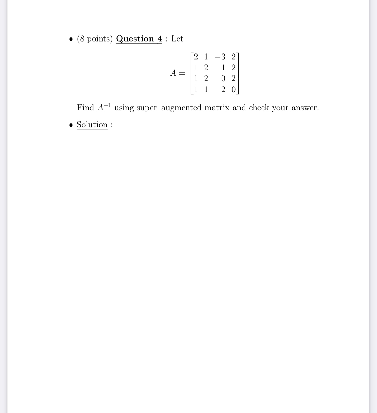 Solved (8 points) Question 4 : | Chegg.com Solved (8 points) Question 4 : | Chegg.com