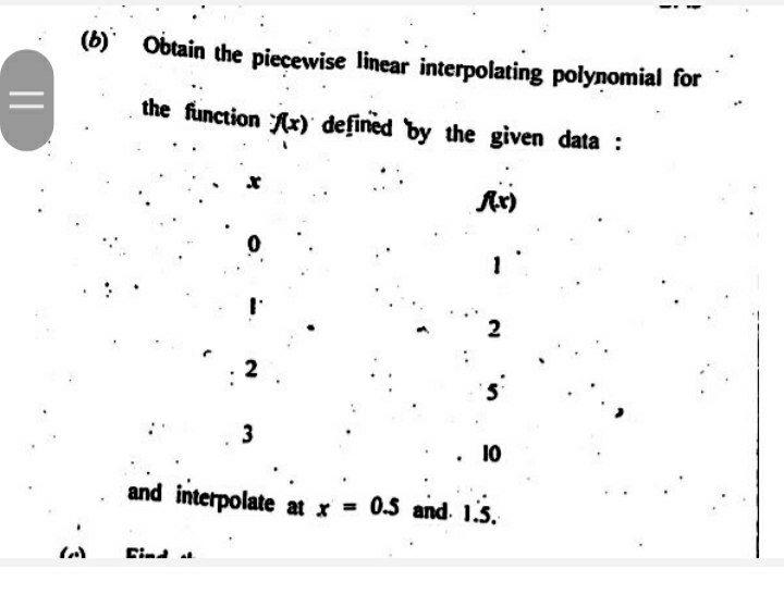 Solved (6) Obtain the piecewise linear interpolating | Chegg.com