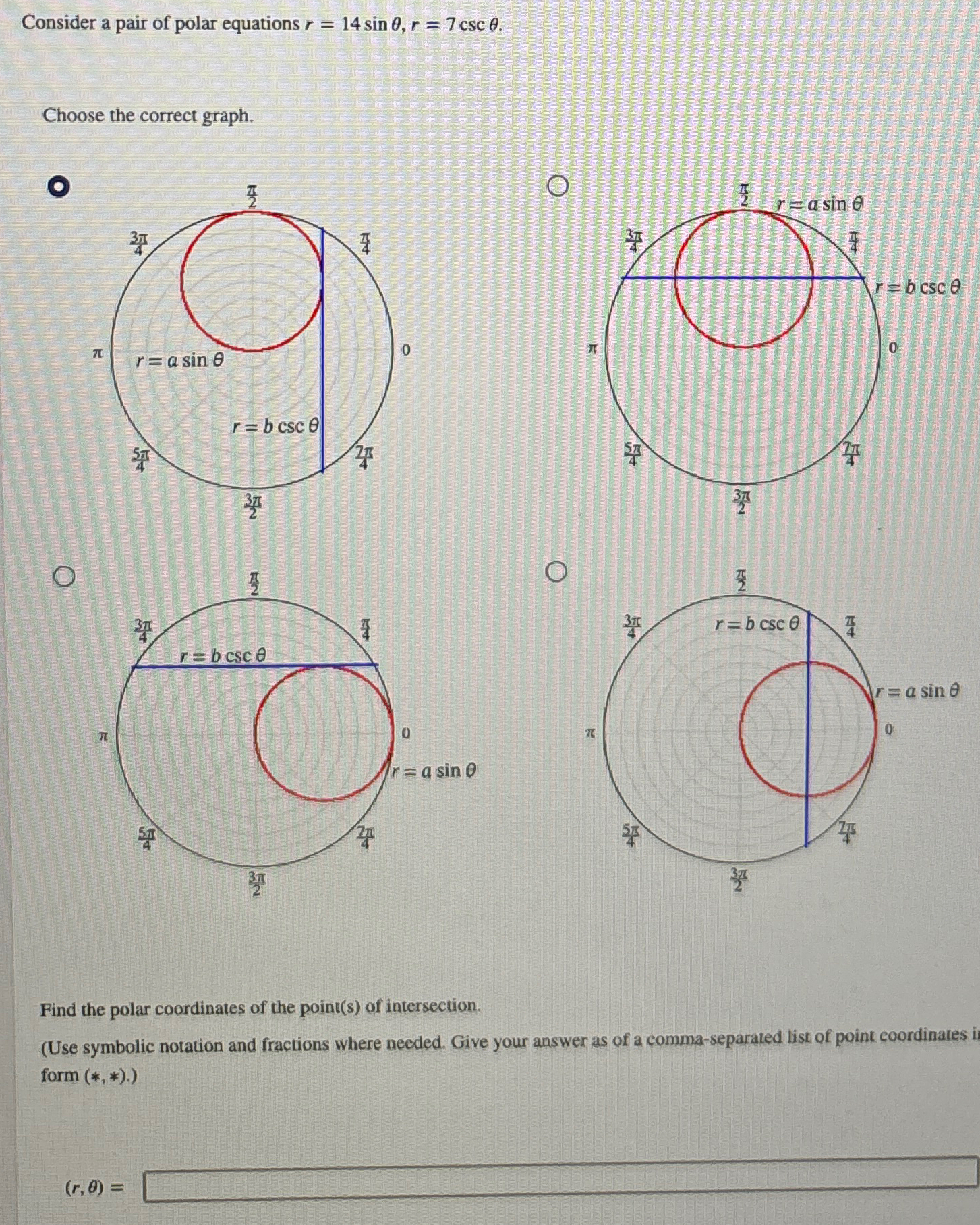 Solved Consider a pair of polar equations | Chegg.com