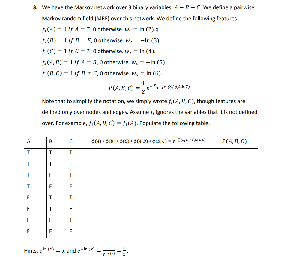 Solved We have the Markov network over 3 ﻿binary variables: | Chegg.com