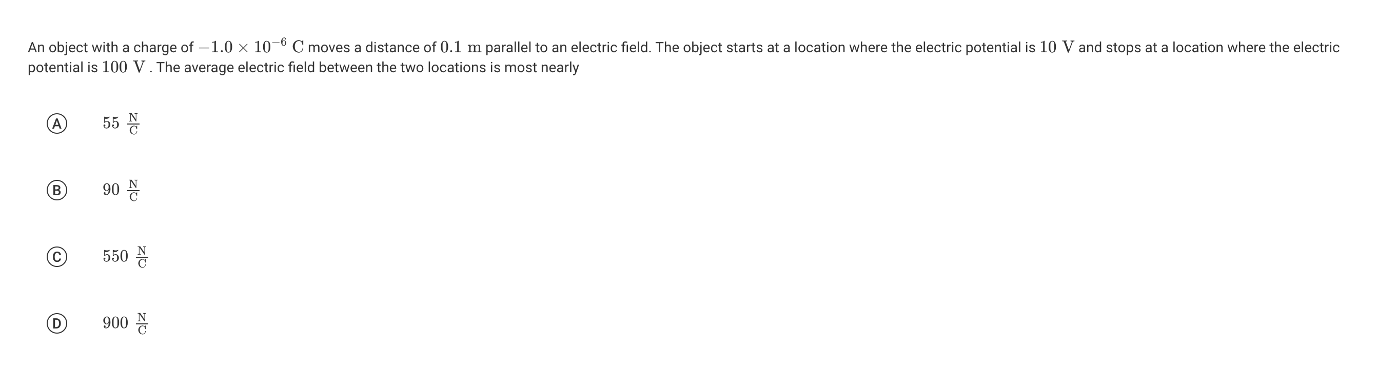 Solved An object with a charge of -1.0×10-6C ﻿moves a | Chegg.com