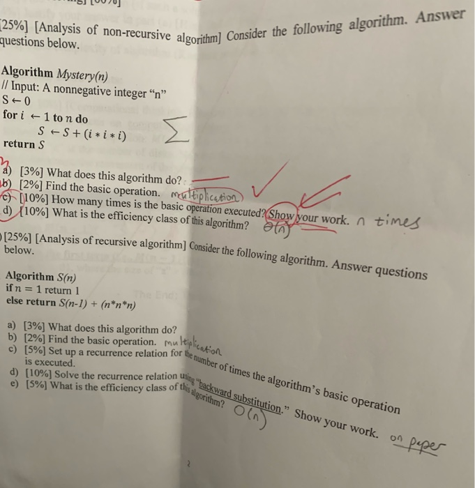 Solved 5 007 25 Analysis Of Non Recursive Algorithm
