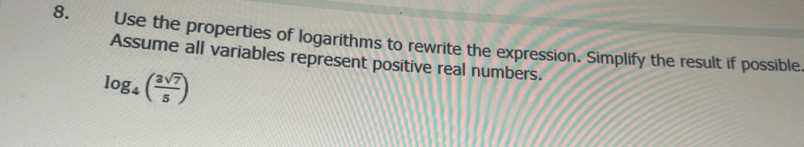 Solved Use the properties of logarithms to rewrite the | Chegg.com