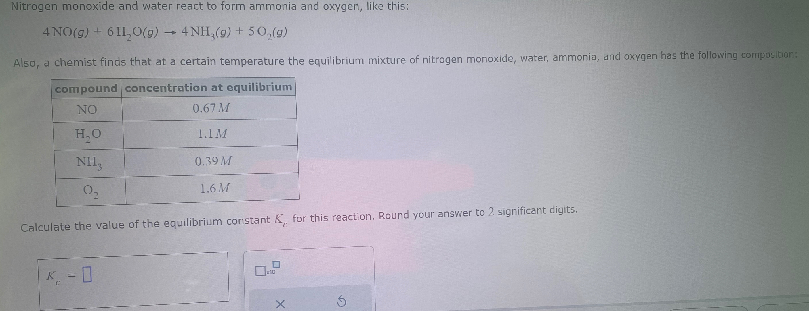 Solved Nitrogen monoxide and water react to form ammonia and | Chegg.com