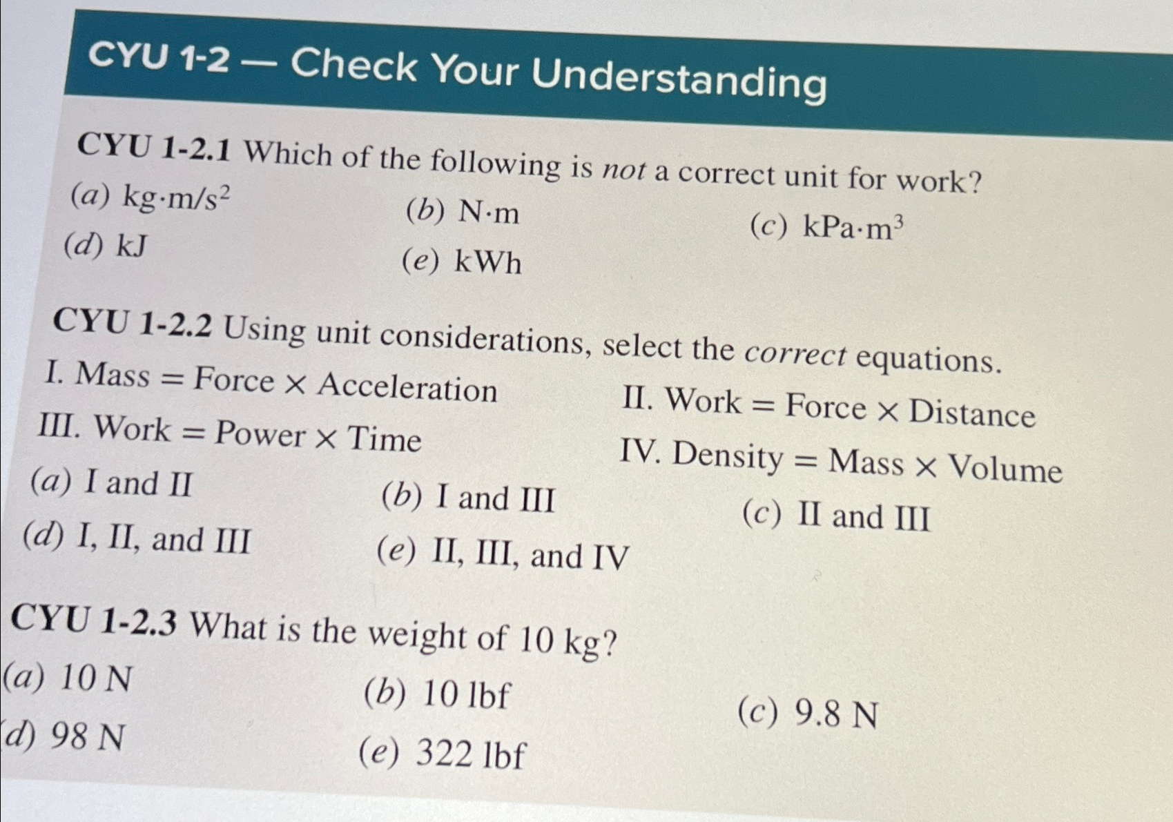 Solved CYU 1-2 - ﻿Check Your UnderstandingCYU 1-2.1 ﻿Which | Chegg.com