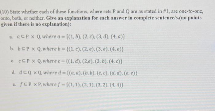 (10) State whether each of these functions, where | Chegg.com