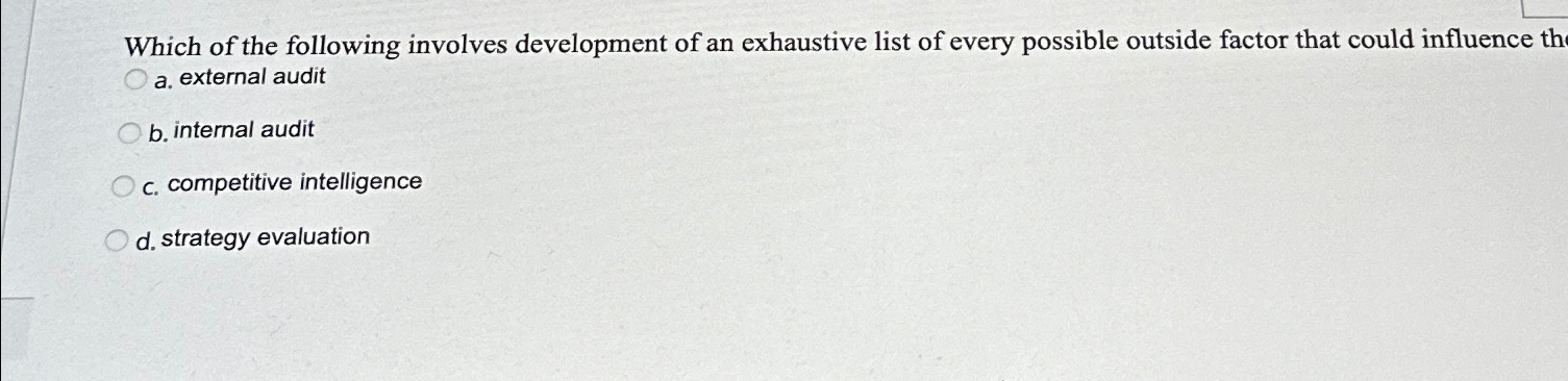 Solved Which of the following involves development of an | Chegg.com