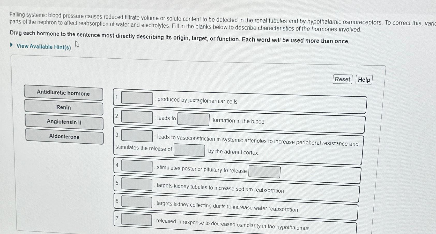Solved Falling systemic blood pressure causes reduced | Chegg.com