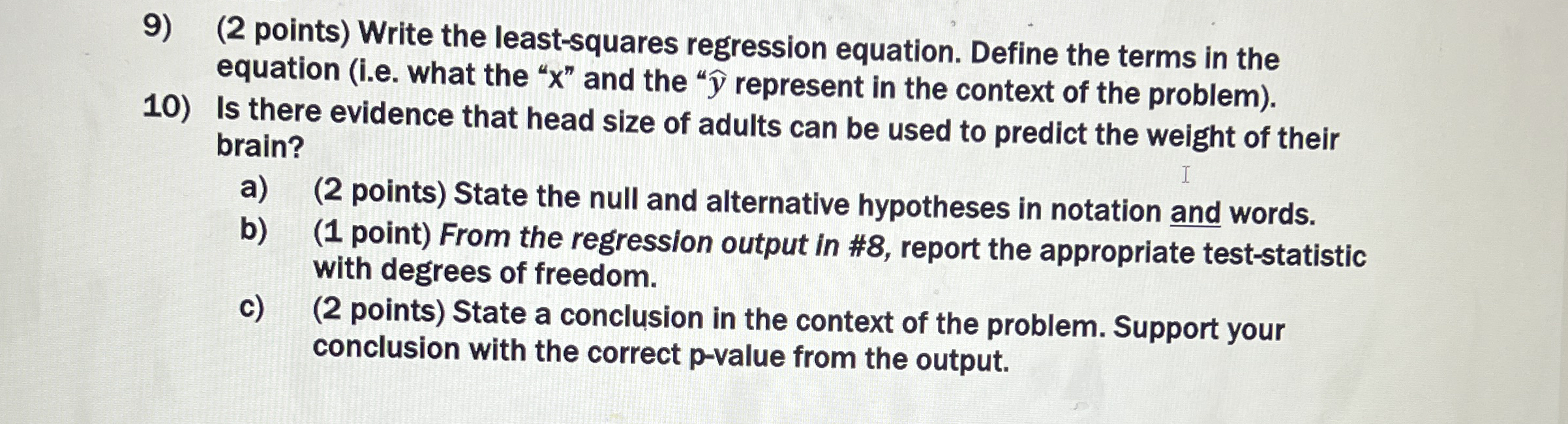 Solved (2 ﻿points) ﻿Write the least-squares regression | Chegg.com