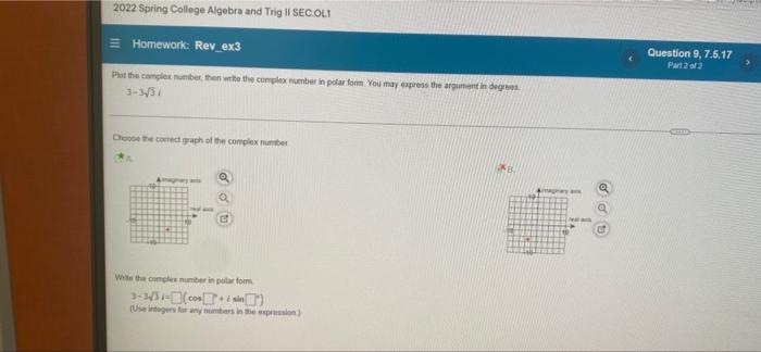 Solved 2022 Spring College Algebra and Trig II SECOLI | Chegg.com
