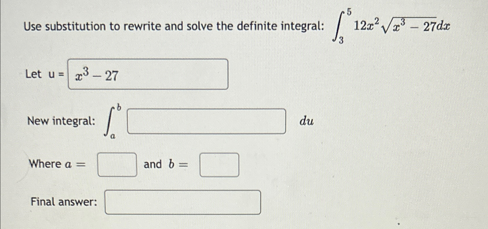 Solved Use substitution to rewrite and solve the definite | Chegg.com