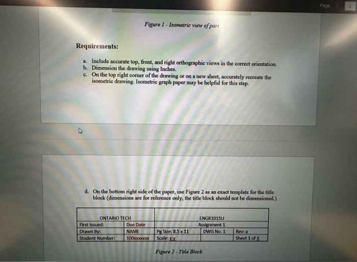 Solved Figure 1 - Isometric view of part Requirements: a. | Chegg.com