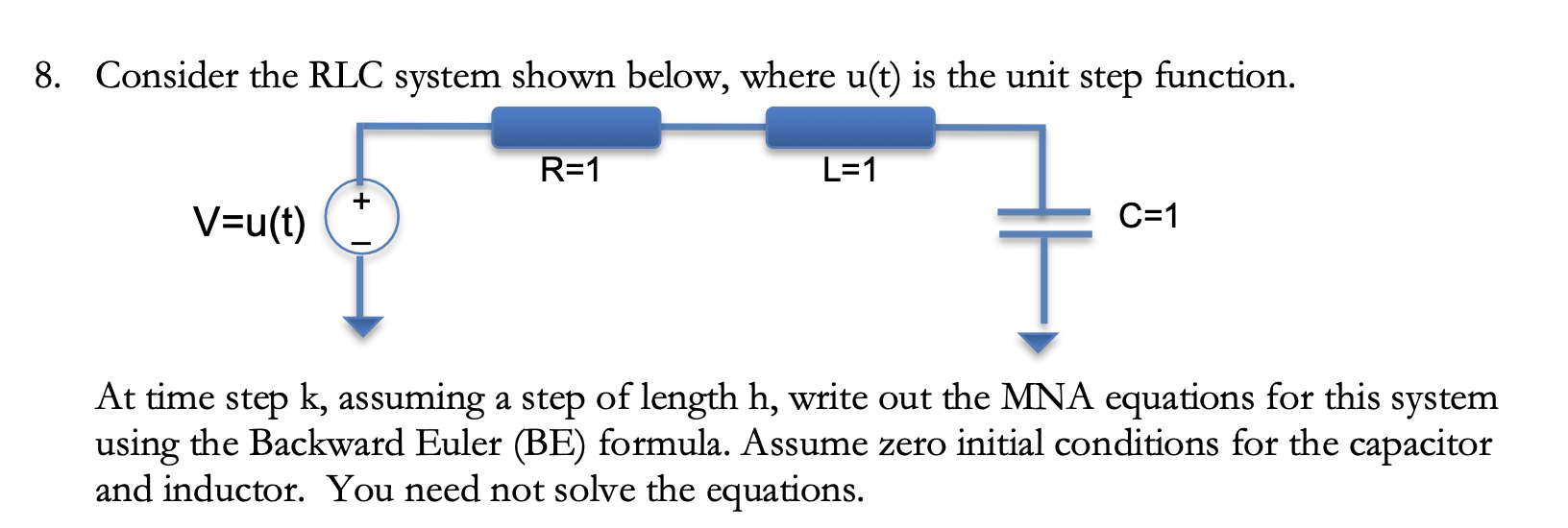 Solved Consider the RLC system shown below, where u(t) ﻿is | Chegg.com