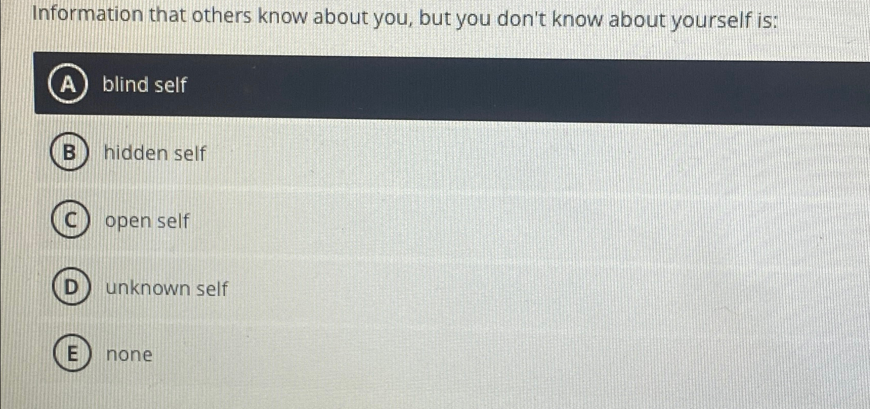 Solved Information that others know about you, but you don't | Chegg.com