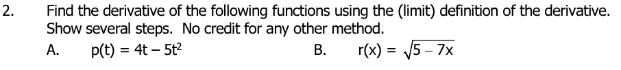 Solved Find the derivative of the following functions using | Chegg.com