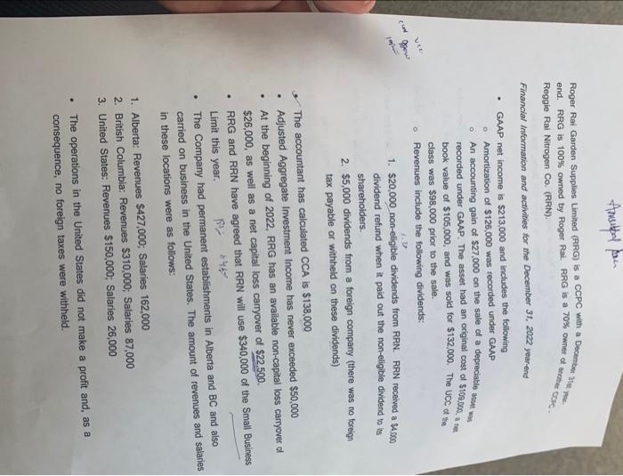 Solved Amutpol par end. RRG is 100% owned by Roger Rai. RRG | Chegg.com